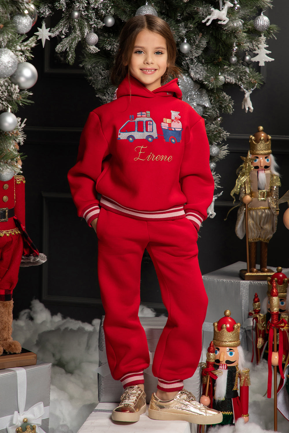 Red Christmas tracksuit with embroidery – EIRENE - Luxury Fashion for ...